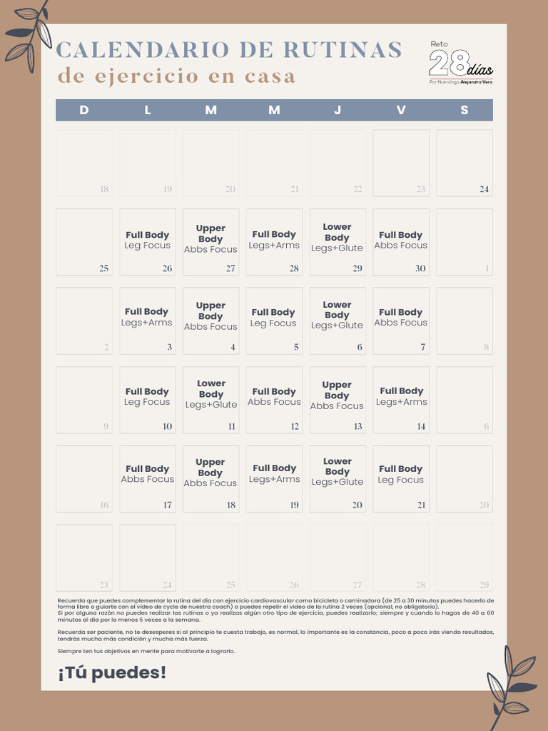 Calendario Rutinas | PDF