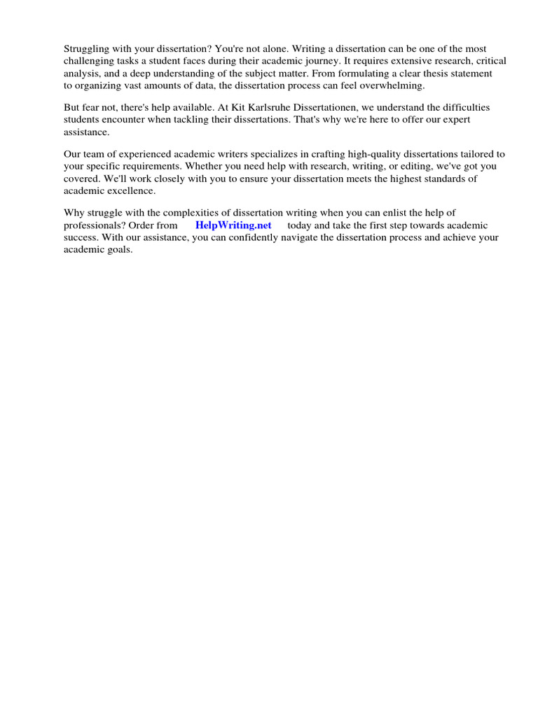 Dissertation Help from KIT Experts | PDF | Thesis | Science