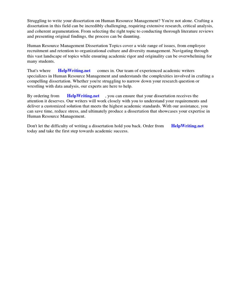 Human Resource Management Dissertation Topics | PDF | Human Resource ...
