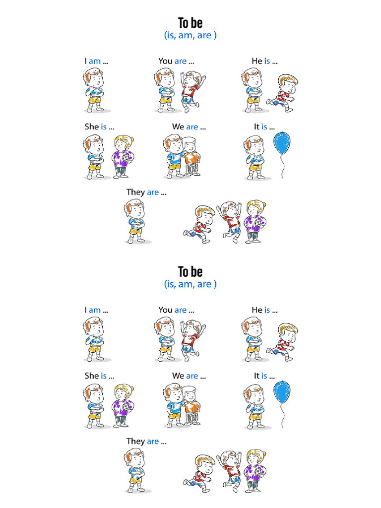Verb To Be For Kids Uses and Examples - JPG | PDF