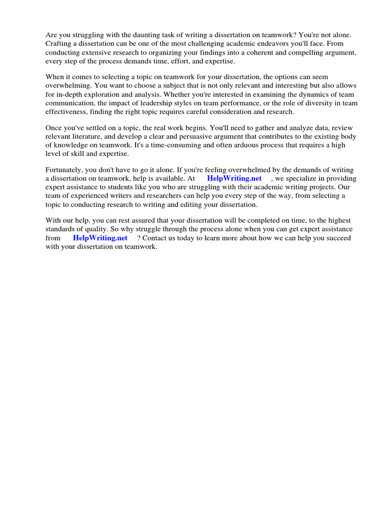 Teamwork Dissertation Topics | Download Free PDF | Human Resource ...
