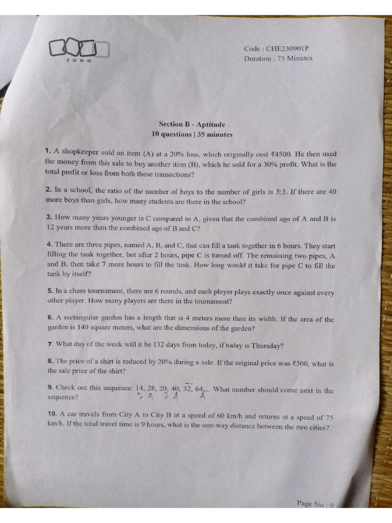 ZOHO Interview Questions (Jan) | PDF