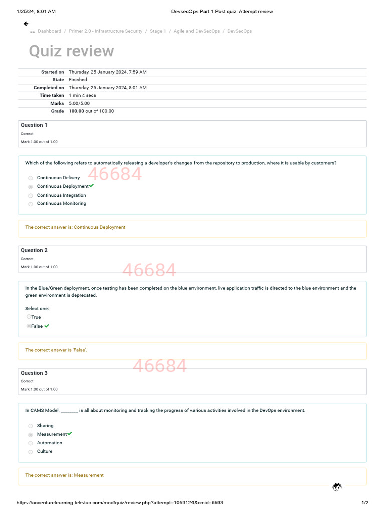 DevsecOps Part 1 Post Quiz - Attempt Review | PDF | Software Industry | Systems Theory