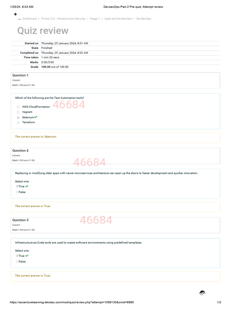 DevsecOps Part 2 Pre Quiz - Attempt Review | PDF | Computer Science | Information Technology
