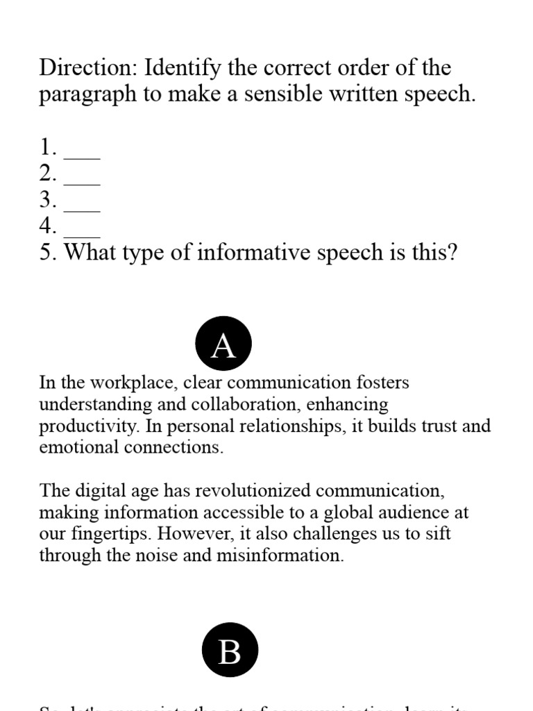 L6 - Speech Quiz | PDF | Communication | Speech