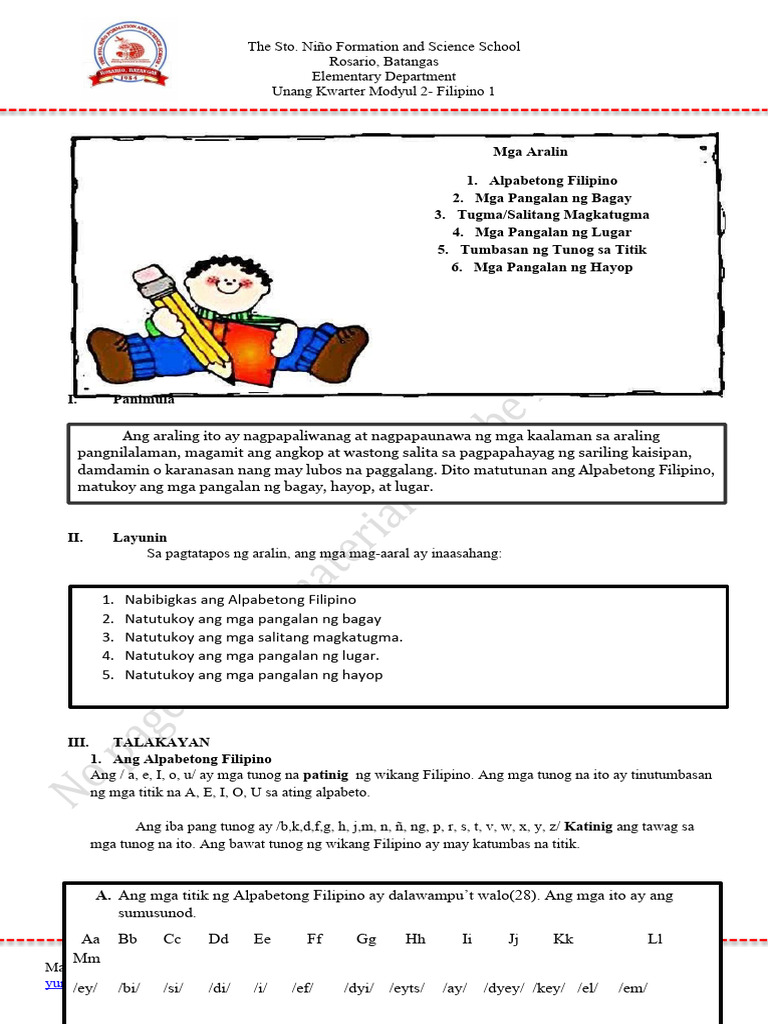 Filipino 1- Modyul 2 | PDF