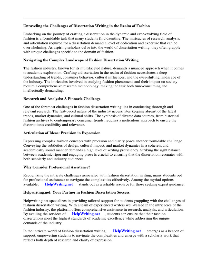 Dissertation Fashion | PDF | Thesis | Fashion