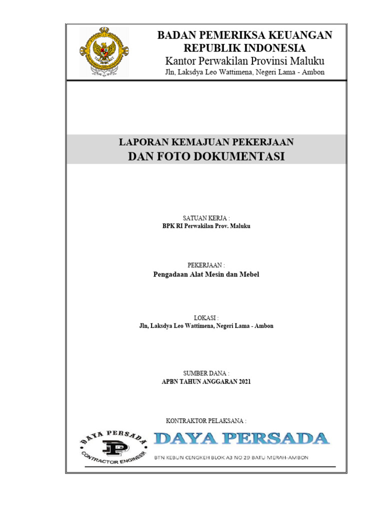 Progres Dan Foto Pengadaan Alat Dan Mebel | PDF