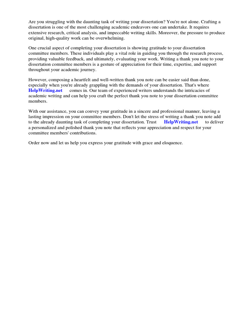 Thank You Note To Dissertation Committee Members | PDF