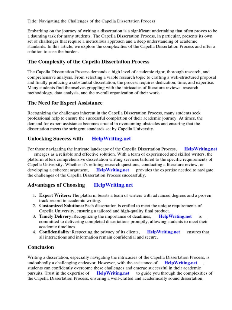 Capella Dissertation Process | PDF | Thesis | World Wide Web