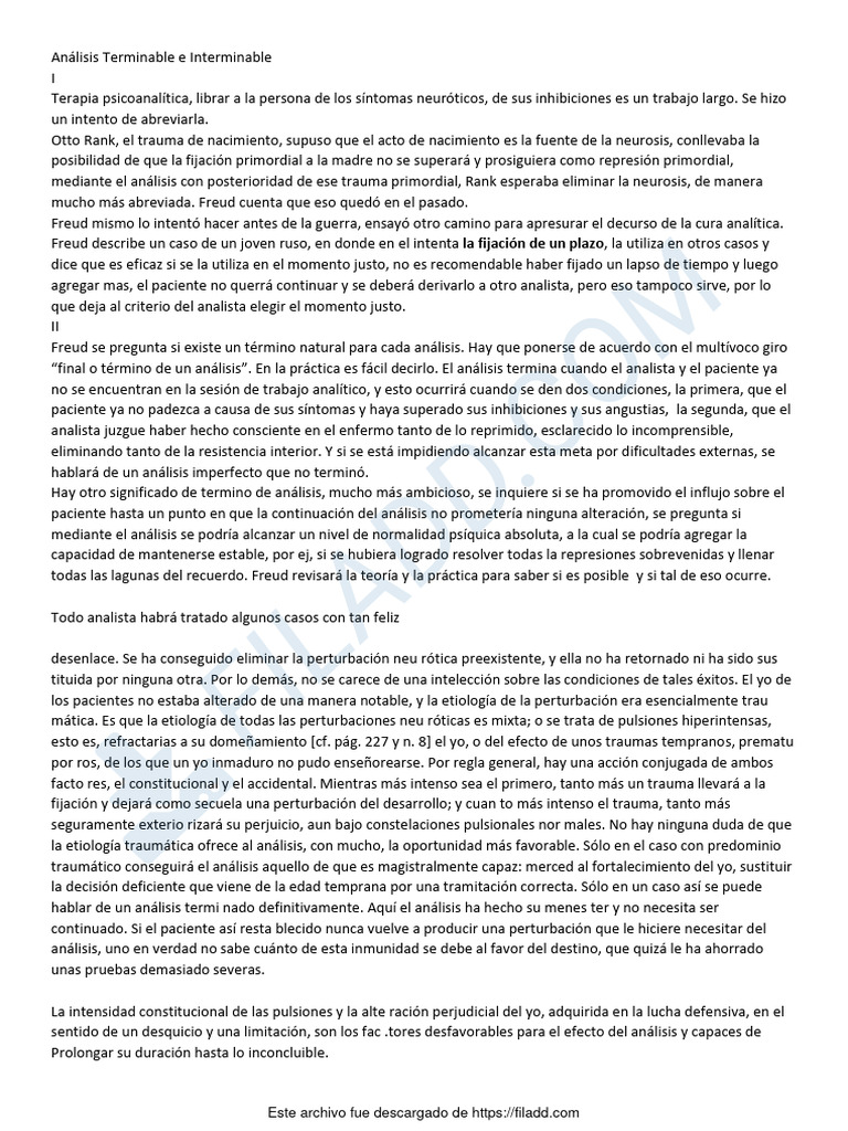 Analisis Terminable e Interminable 2 | PDF | Psicoanálisis | Neurosis