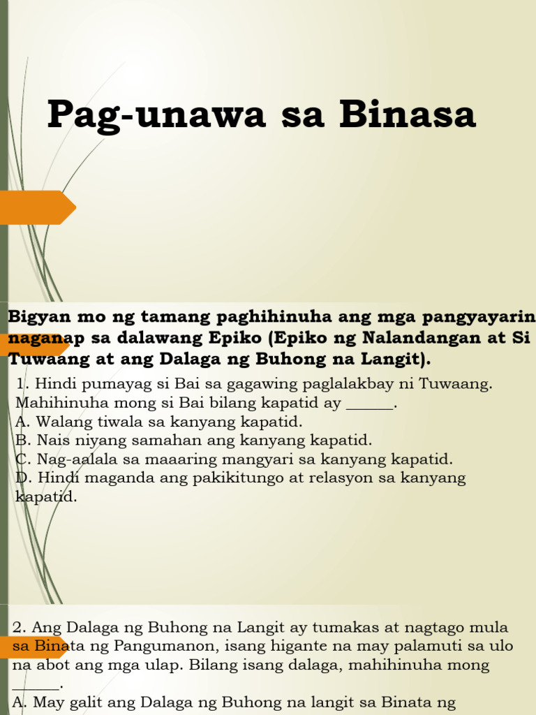 Fil8 Q1 Week 5 - PAG-UNAWA SA BINASA | PDF