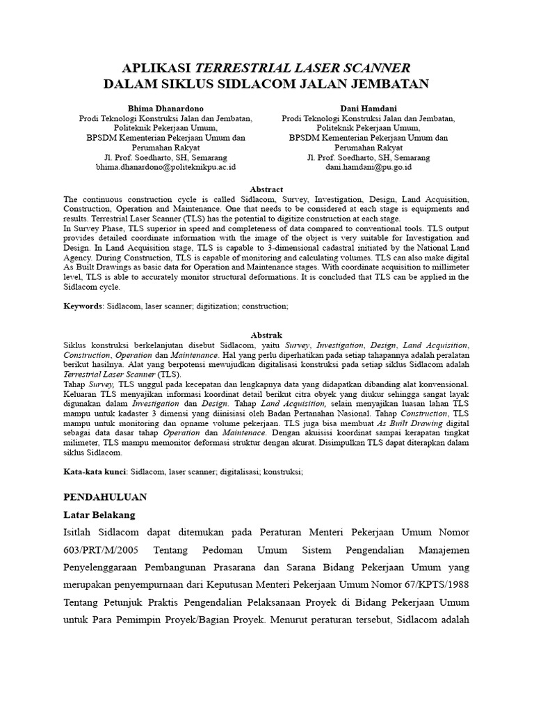 111 +APLIKASI+TERRESTRIAL+LASER+SCANNER+DALAM+SIDLACOM+JALAN+JEMBATAN+-+Bhimadesign Docx ...