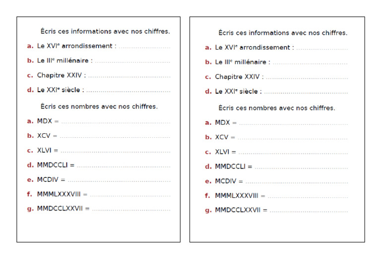 Activité 2 - Les Chiffres Romains | PDF
