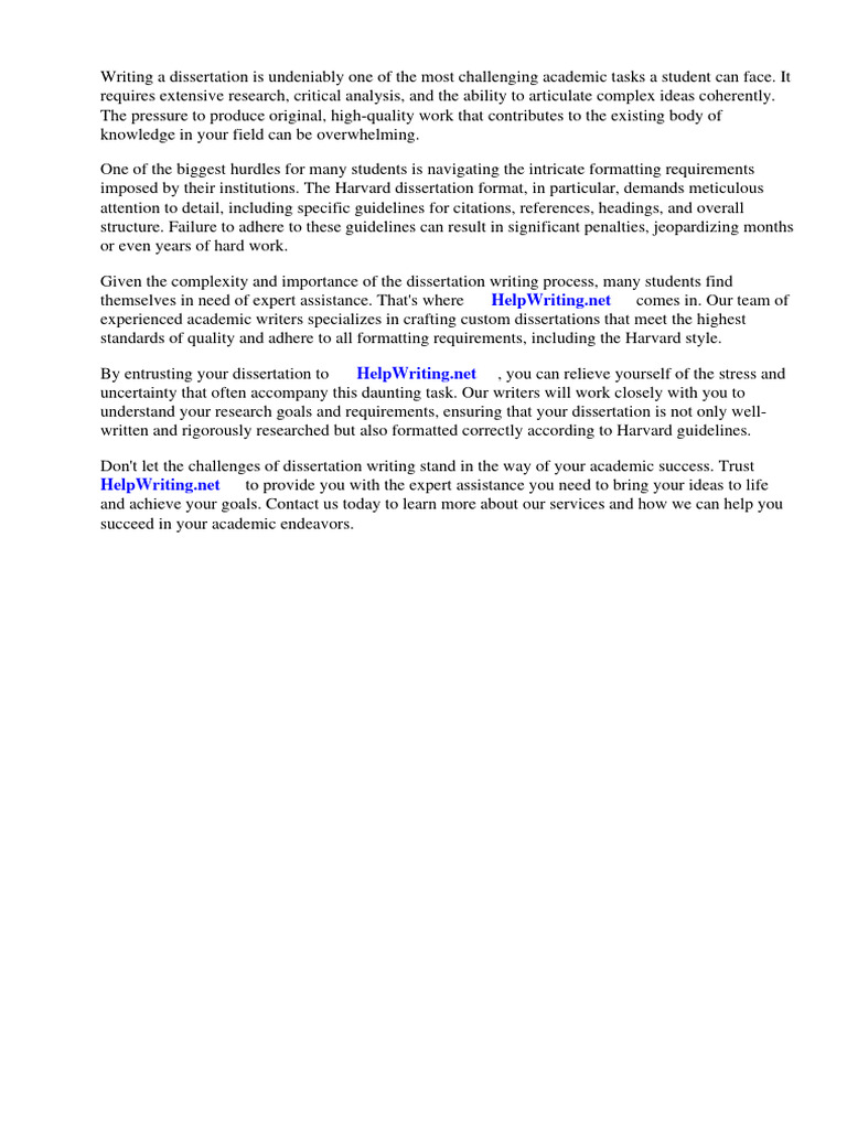 Dissertation Format Harvard | Download Free PDF | Thesis | Citation