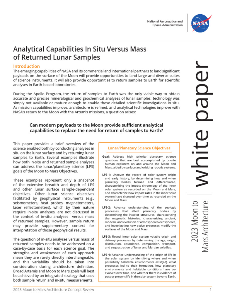 Lunar Sample Analysis for Science Goals | PDF | Moon | Nasa