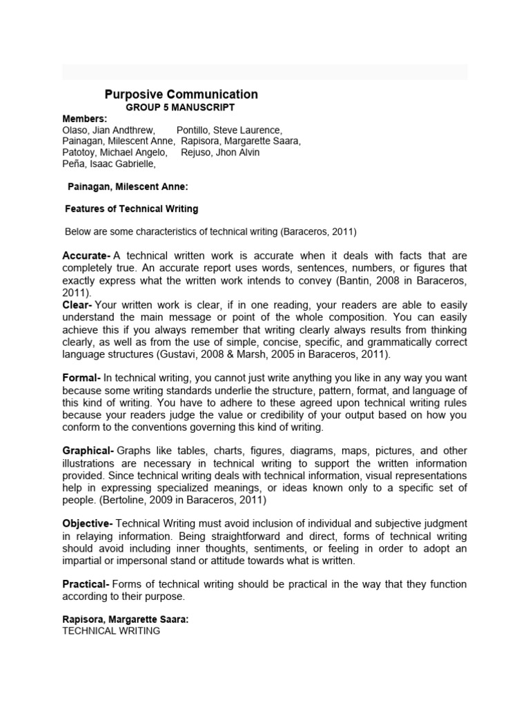 Characteristics of Technical Writing | PDF | Communication | Memorandum