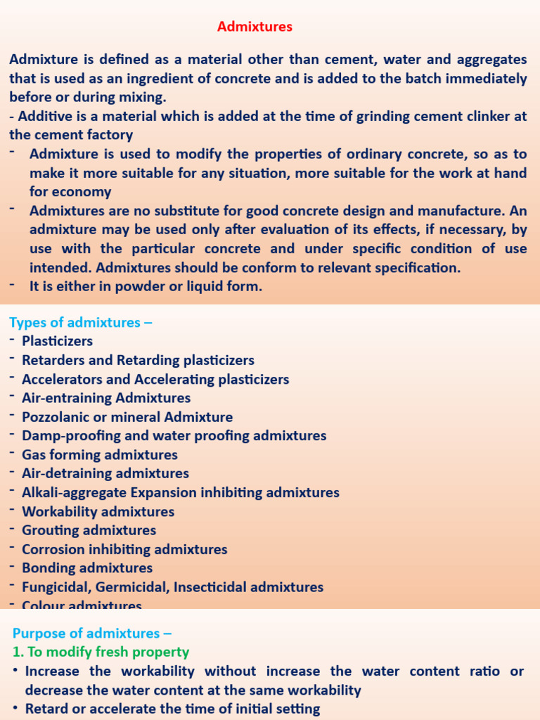 Admixture | PDF | Concrete | Cement