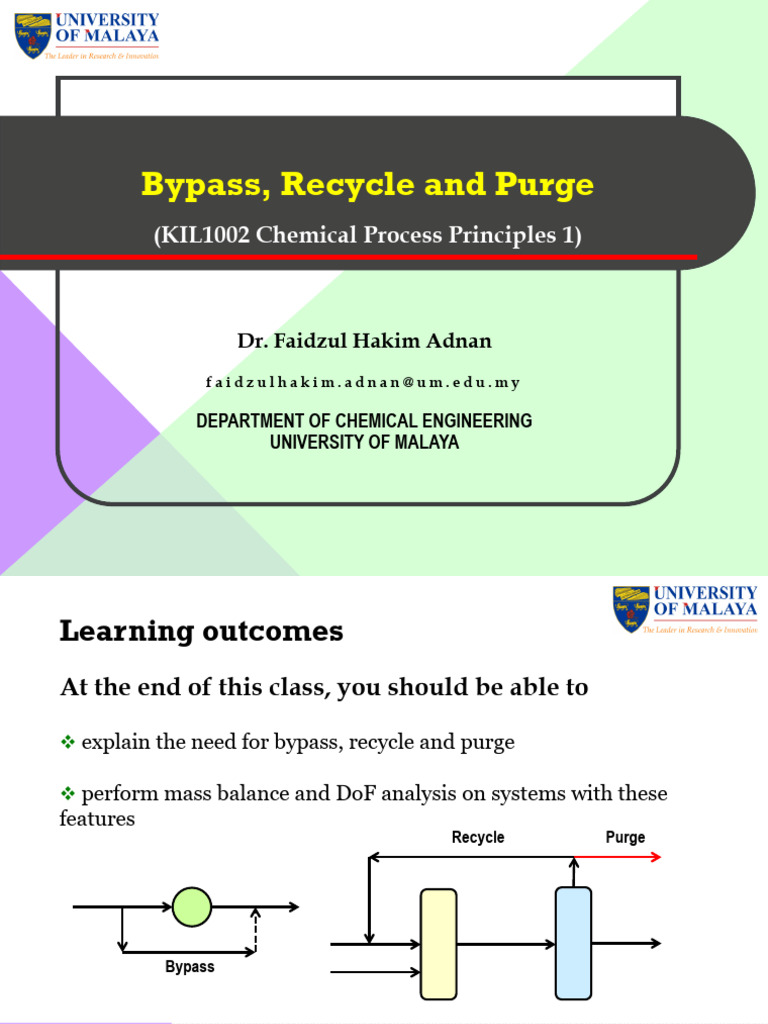 Purge and Bypass in Chemical Processes | PDF | Mole (Unit) | Formaldehyde