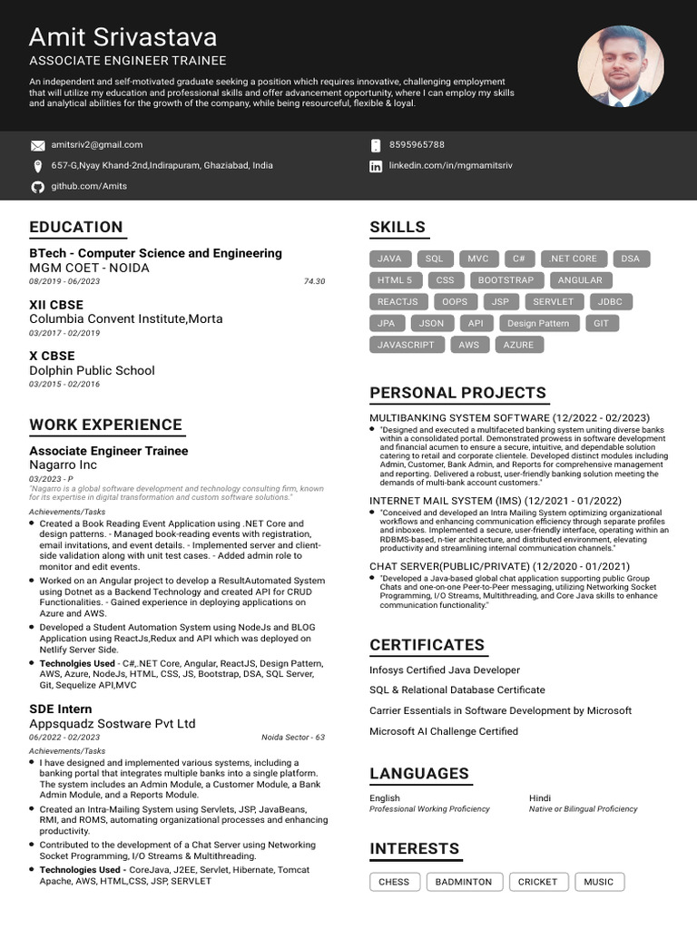 Amit's Resume | Download Free PDF | Microsoft Azure | Computing