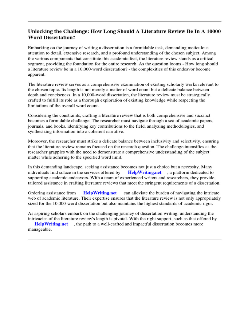 How Long Should A Literature Review Be in A 10000 Word Dissertation ...