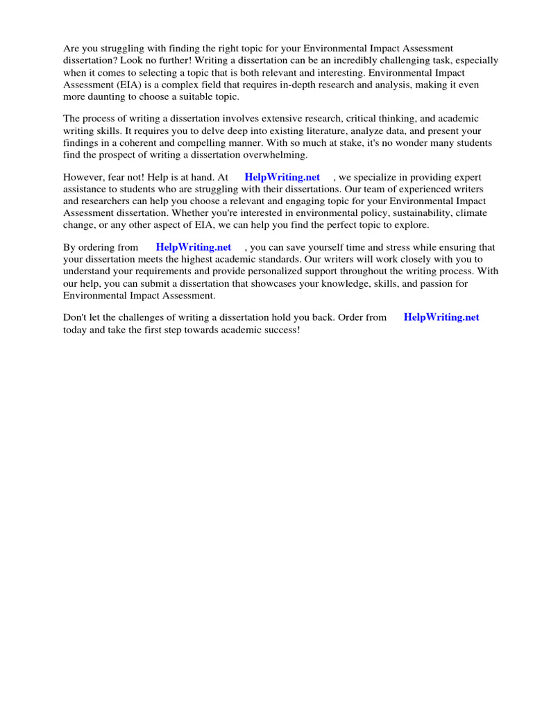 Environmental Impact Assessment Dissertation Topics | PDF ...