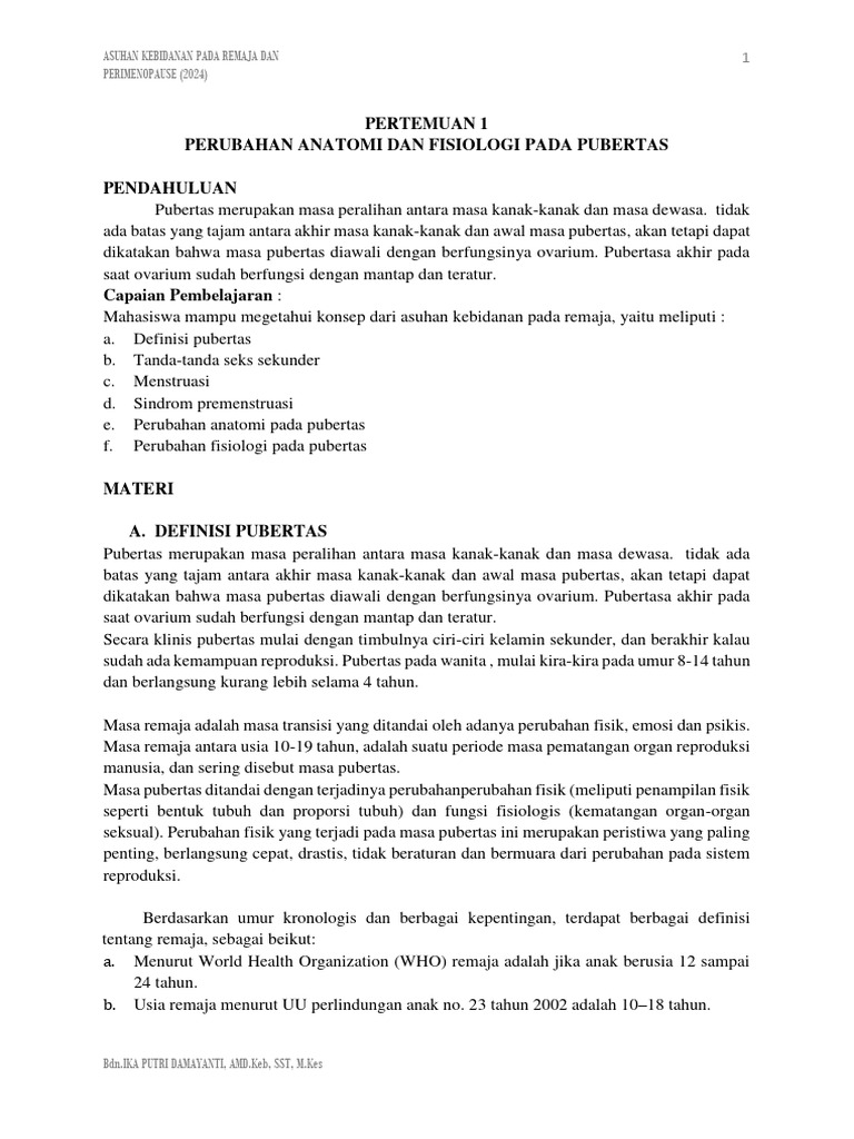 Perubahan Anatomi Dan Fisiologi Pada Pubertas by Ika PD 2024 | PDF