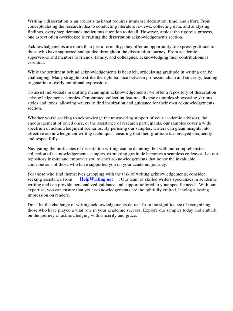 Dissertation Acknowledgements Samples | PDF | Thesis