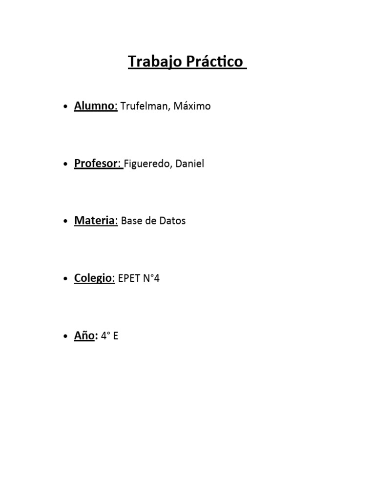 Subconjunto de Lenguaje de Manipulacion de Datos Trufelman, M | PDF | SQL | Bases de datos