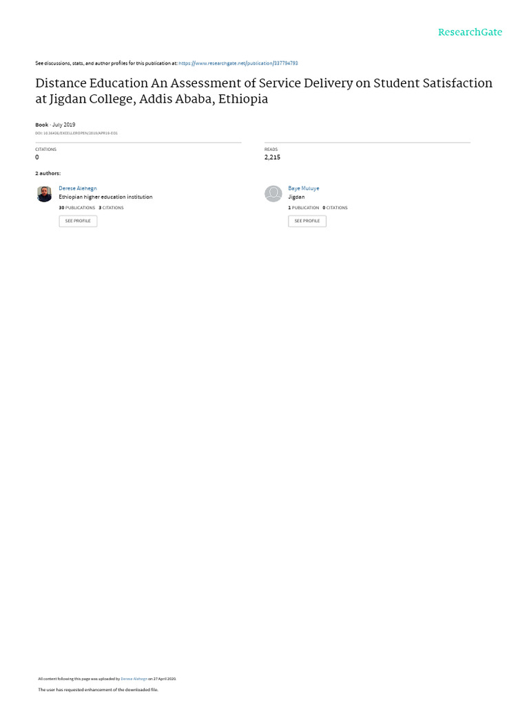 Distance Education An Assessment of Service Delive | PDF | Learning ...