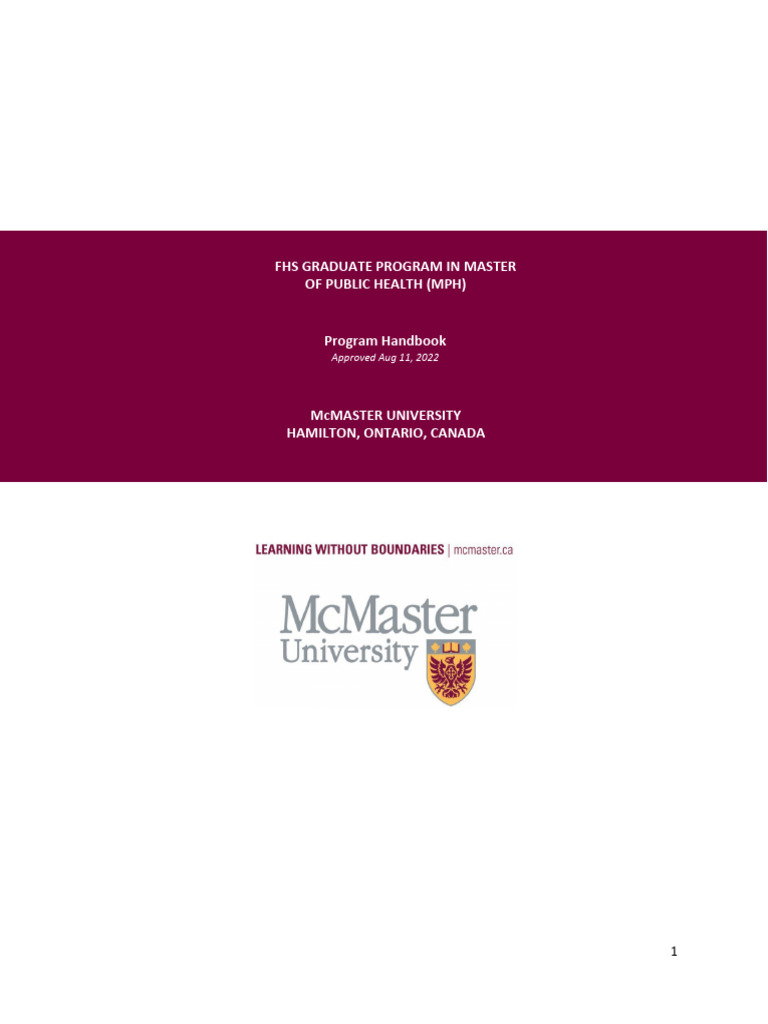 MPH Handbook 2022 23 Final Aug2022 | PDF | Thesis | Public Health