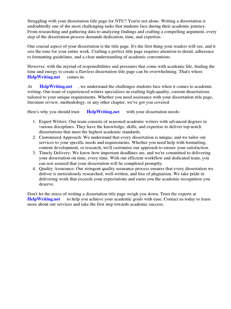 Dissertation Title Page Ntu | PDF | Thesis | Doctor Of Philosophy