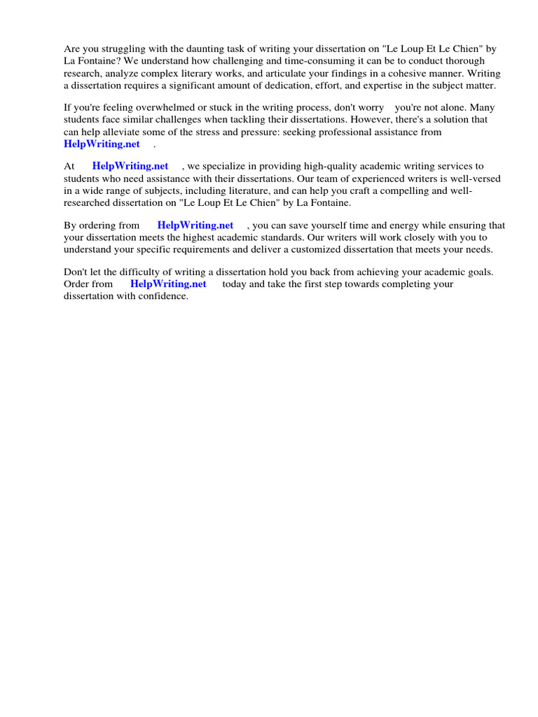 Dissertation Help for La Fontaine's Fable | PDF | Thesis | Writing