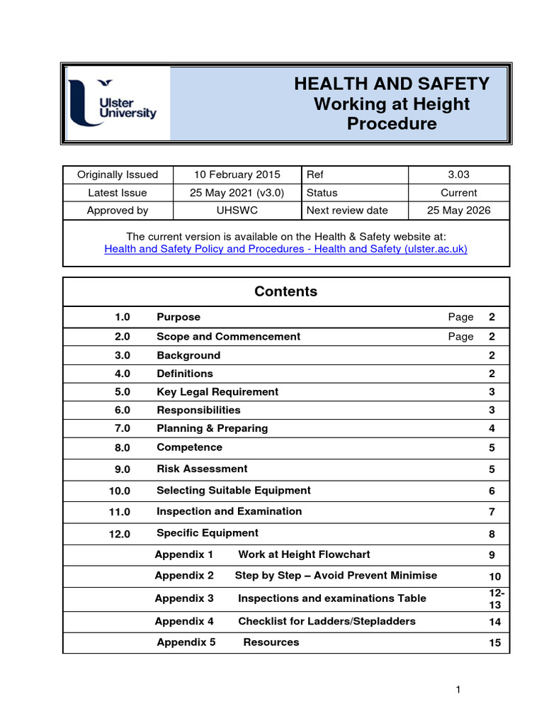 Working-at-Height-Procedure (1) | PDF