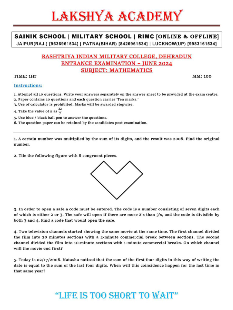 Rimc June 2024 Paper 4 Lakshya Academy | PDF