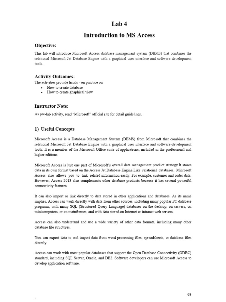 01 Lab04 LabManual | PDF | Databases | Microsoft Access