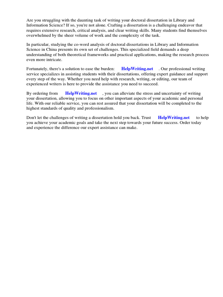 Doctoral Dissertations of Library and Information Science in China A Co ...