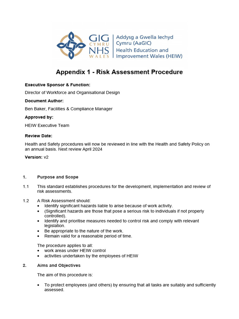 Risk Assessment Procedure Overview | PDF | Risk | Risk Assessment