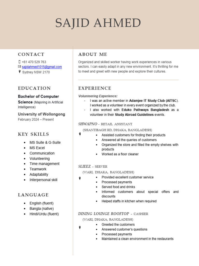 Resume of Sajid Ahmed - Copy | PDF