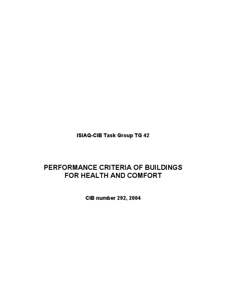 Performance Criteria of Buildings For Health and Comfort: ISIAQ-CIB ...