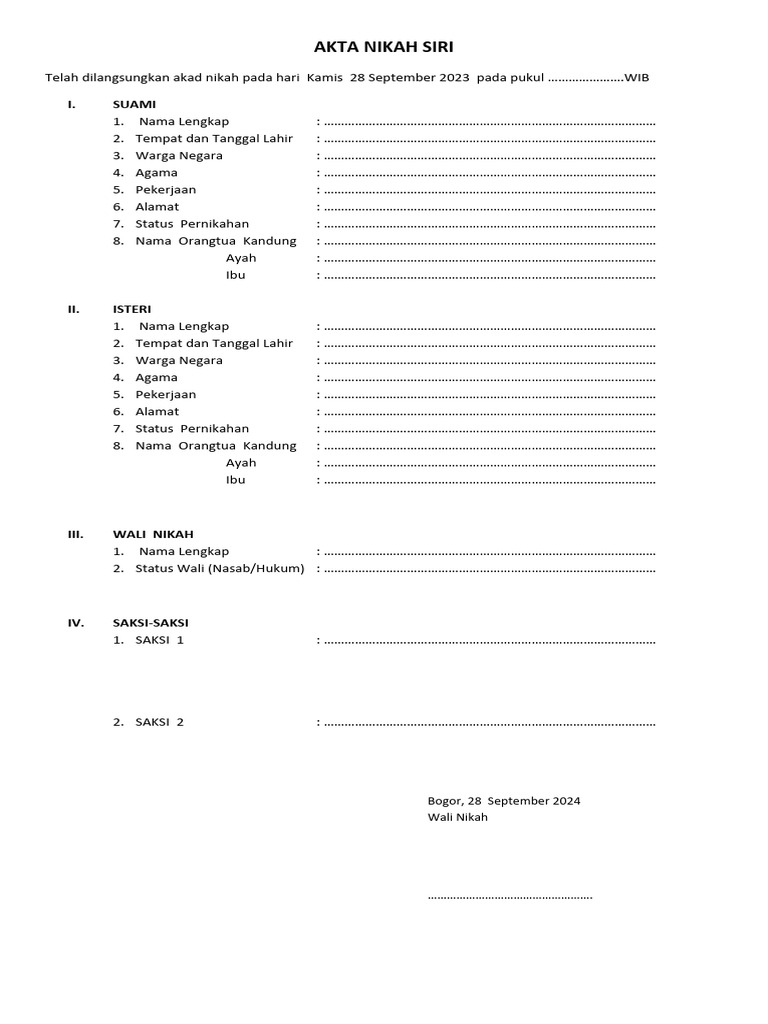 Akta Nikah Siri | PDF