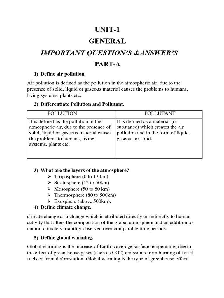 Air & Noise Pollution Control Engineering Unit 1 Notes | Download Free ...