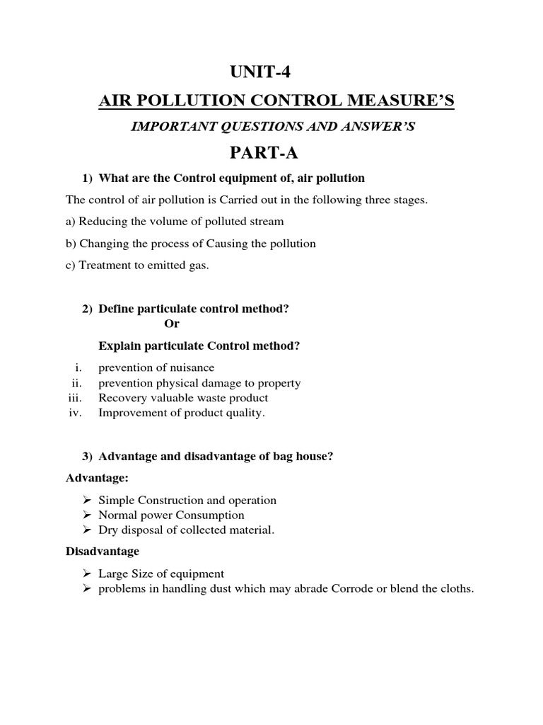 Air & Noise Pollution Control Engineering Unit 4 Notes | PDF ...