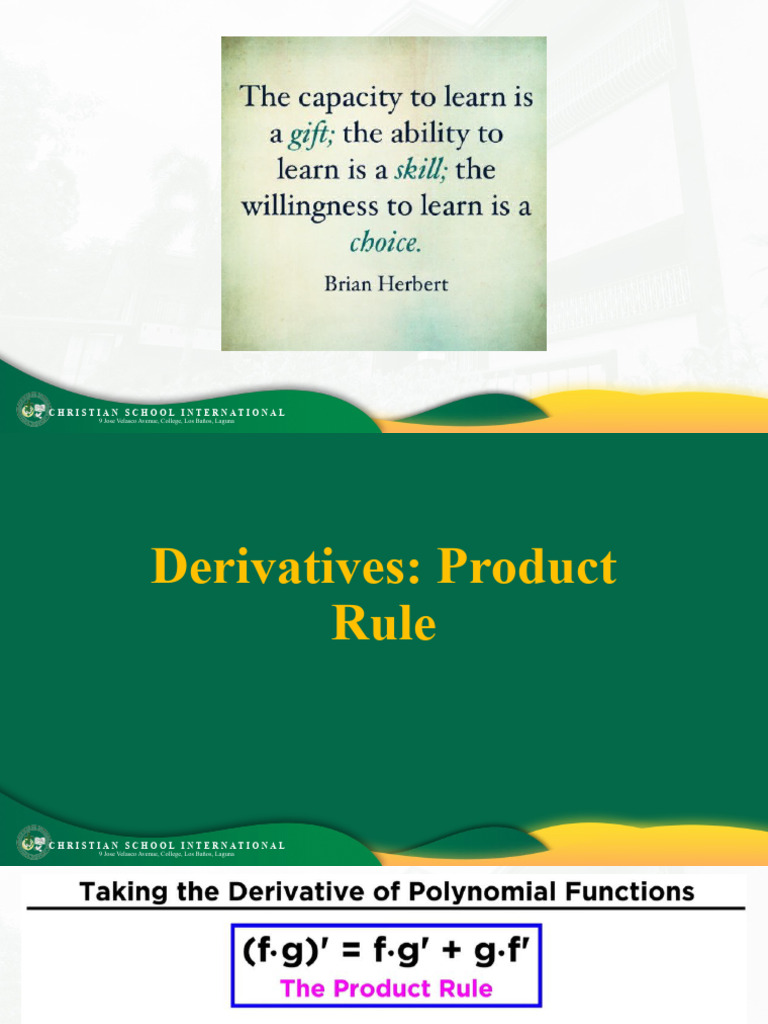 Derivatives Product Rule | PDF