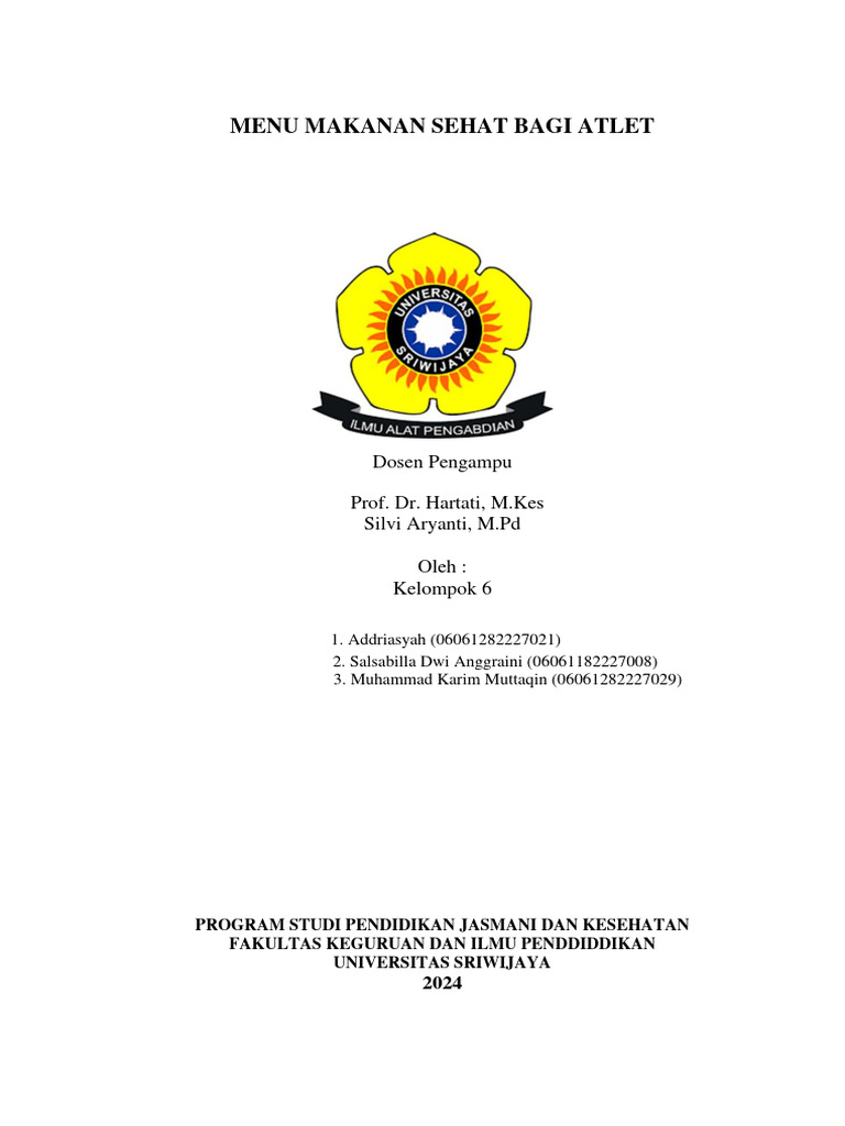 Menu Sehat untuk Atlet Berprestasi | PDF