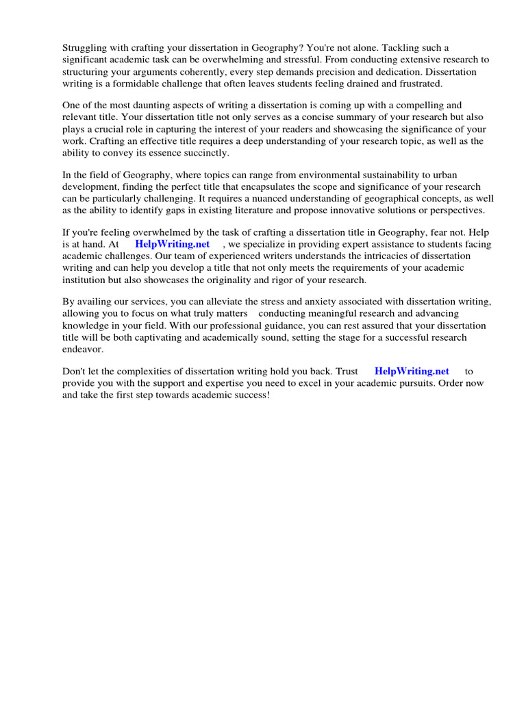 Dissertation Titles Geography | PDF | Geography | Thesis