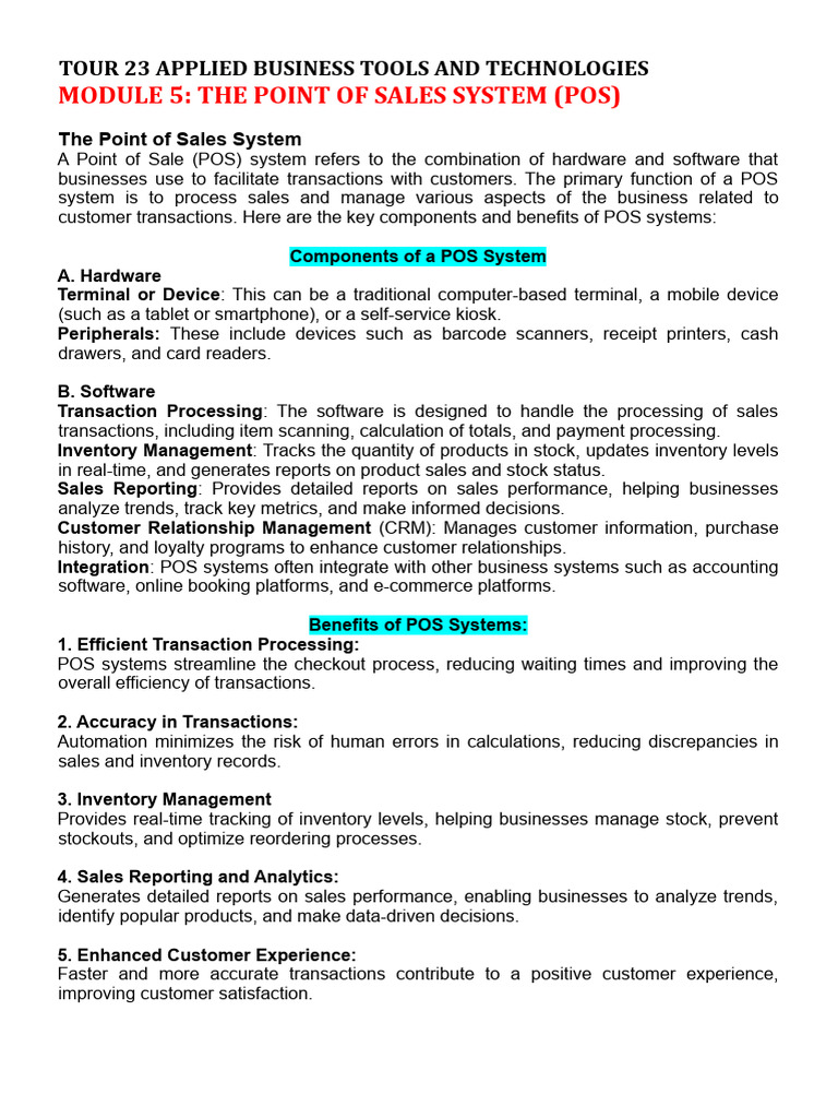 Tour 23 Chapter 5 | PDF | Point Of Sale | Information Technology