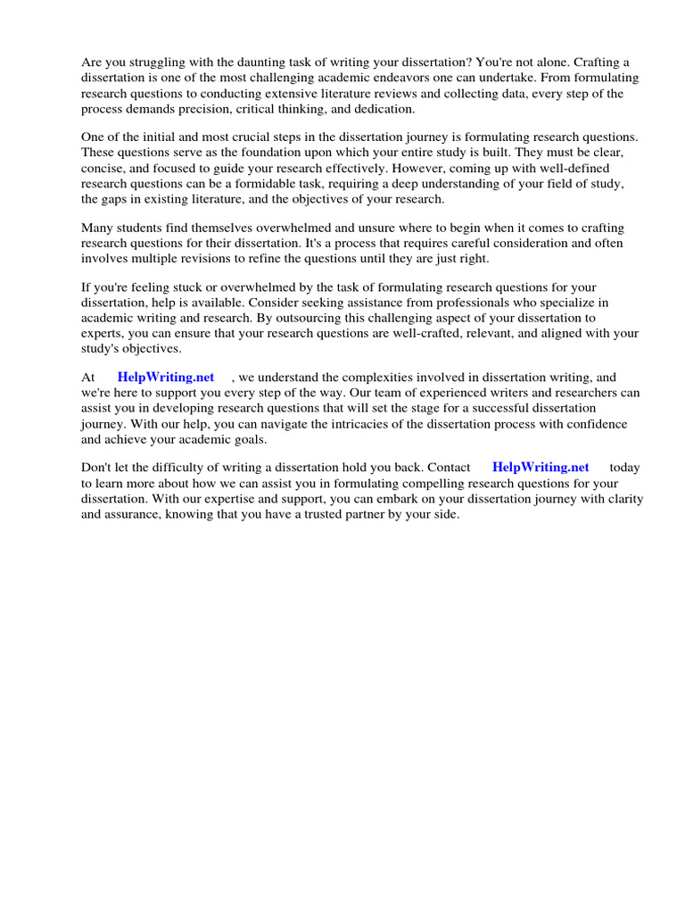 Dissertation Research Questions | PDF | Sampling (Statistics) | Methodology