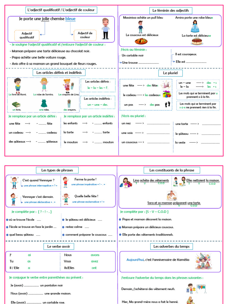 Adjectifs et articles en français | PDF | Phrase | Mécanique du langage