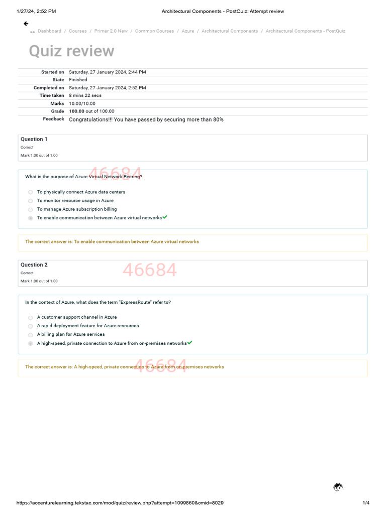 Architectural Components - PostQuiz - Attempt Review | PDF | Microsoft Azure | Computing